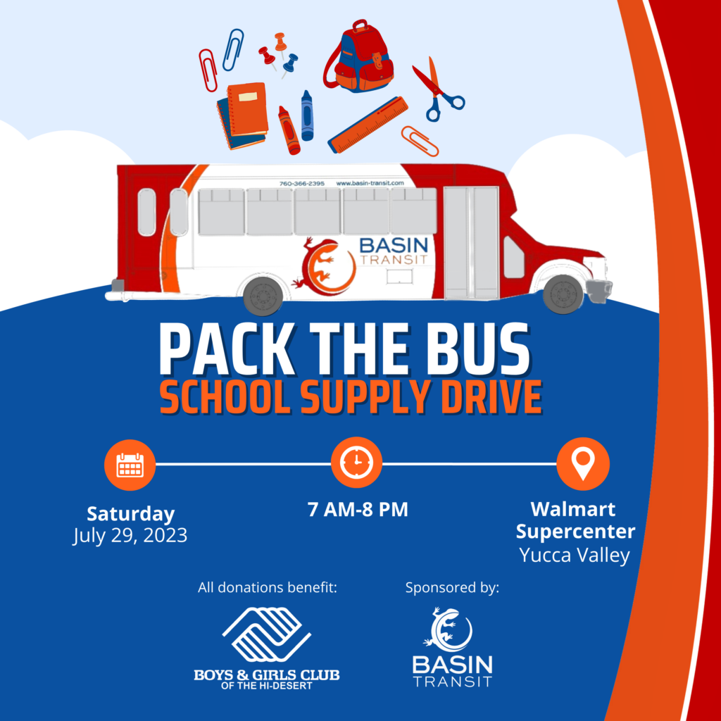 PACK THE BUS SCHOOL SUPPLY DRIVE – Basin Transit